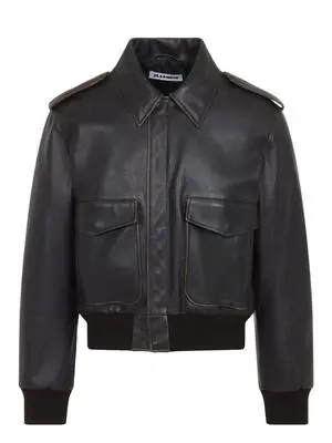 JIL SANDER Leather Blouson Jacket - Black