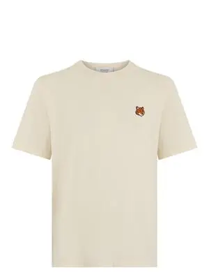 Maison Kitsuné Minimalist Short Sleeve Cotton T-shirt Regular Fit - Beige