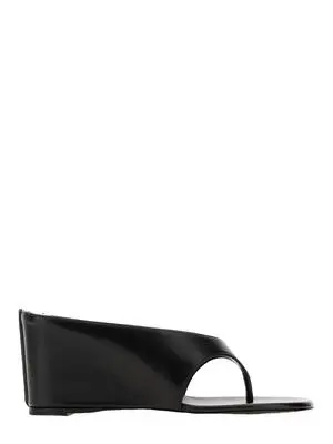 JUDE JUDE 8 Cm Flat Leather Thong Pumps Black
