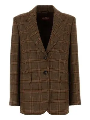 MM STUDIO Embroidered Wool Blazer - Checked