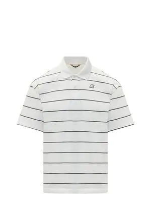 K-WAY Sleeveless Mini Polo With Subtle Stripes - White-blue Depth
