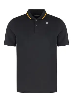 K-WAY Cotton-piqué Polo Shirt With Side Slits - Black