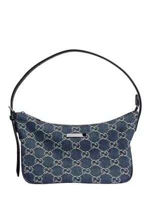 GUCCI GUCCI Washed GG Denim Shoulder Bag With Leather Trim