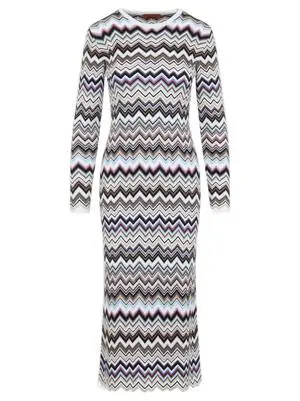 Missoni Long-sleeve Zigzag Knit Maxi Dress - Multicolour