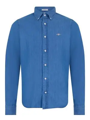Gant Long Sleeve Classic Cotton Shirt - Blue