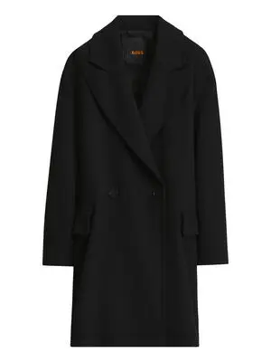 BOSS Double-breasted Twill Coat - Black