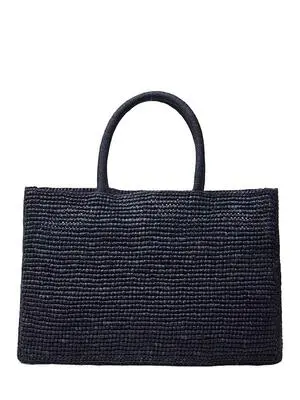 LIÉ STUDIO The Charlotte Raffia Bag Small - Navy