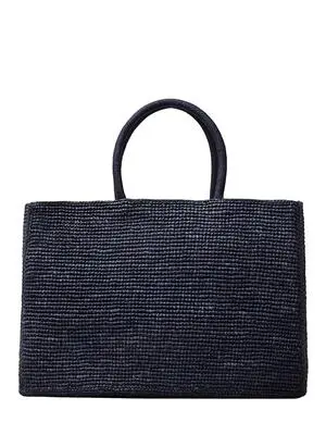 LIÉ STUDIO The Charlotte Raffia Bag - Navy