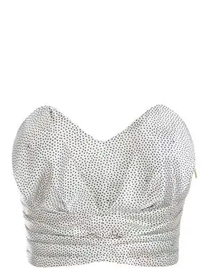 Elisabetta Franchi Gazar Top With Micro-polka Dot Print - Neutrals