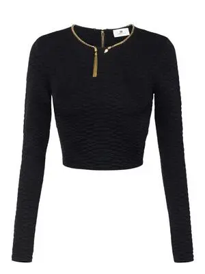 Elisabetta Franchi Knit Top With Snake Pattern - Black