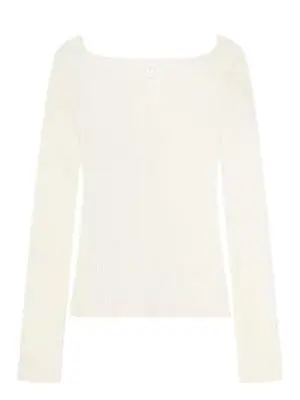 COURREGES Ribbed-knit Square-neck Sweater - Neutrals