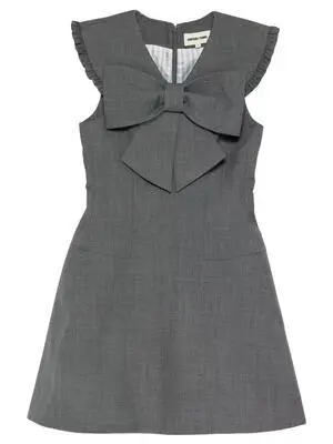 SHUSHU/TONG Bow-detail Ruffled-shoulder Dress - Grey