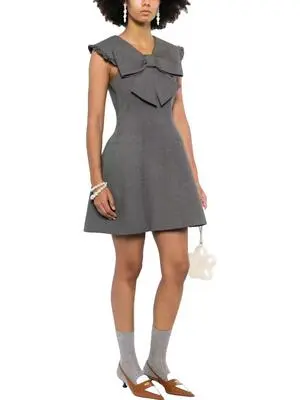 SHUSHU/TONG Bow-detail Ruffled-shoulder Dress - Grey