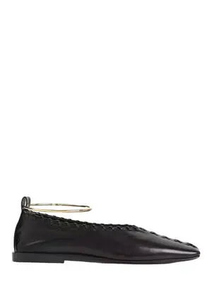 JIL SANDER Jil Sander Whipstitch Anklet Ballet Flats Black