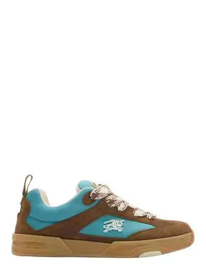 Burberry Suede Appliqué Arc Trainers Brown