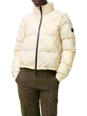 Burberry Ambleside Check Puffer Jacket With Packaway Hood - Neutrals