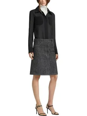 COURREGES Courrèges Mélange-Effect Denim Midi Skirt Black
