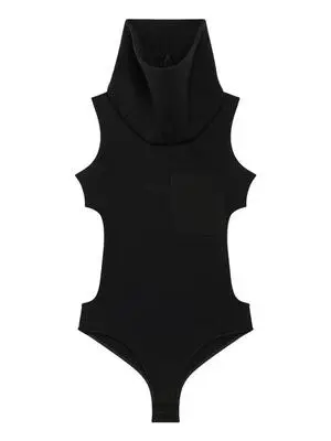COURREGES High-neck Cut-out Bodysuit - Black