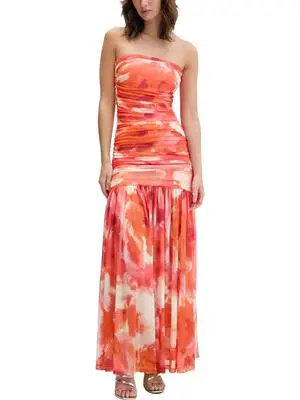 Bardot Solana Floral-print Maxi Dress Orange