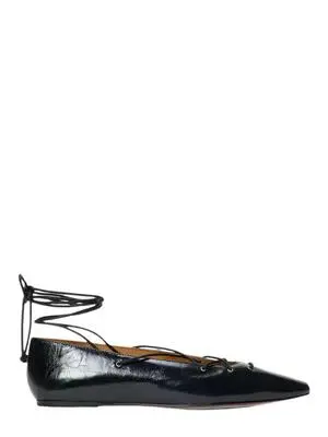 Polo Ralph Lauren Lace-up Pointed Ballet Flats - Black