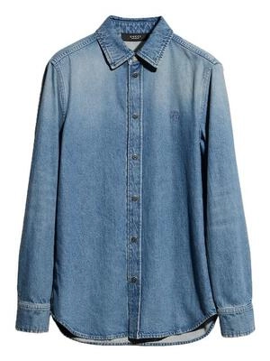 GUCCI Cotton Denim Shirt With Embroidery