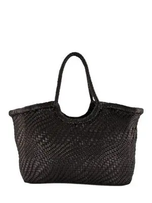 Dragon Diffusion DRAGON DIFFUSION Nantucket Optical Woven Leather Tote Black