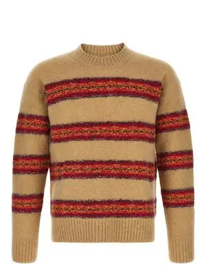 Dries Van Noten Master" Striped Alpaca And Wool Blend Sweater - Beige