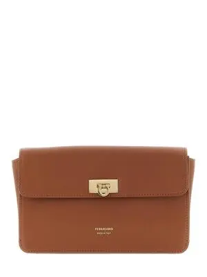 FERRAGAMO Harley Clutch With Gancini Clasp - Brown