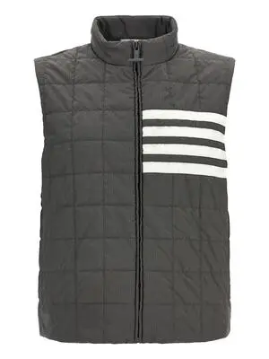 Thom Browne 4bar' Ripstop Shiny Vest - Gray