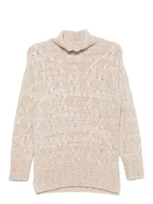Fabiana Filippi Wool Blend Turtleneck Sweater - Beige