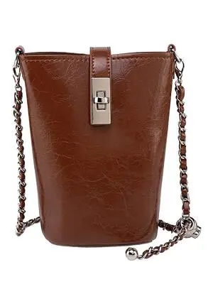 MKF COLLECTION - J'OMOR Evelina Mini Bucket Bag Cognac - Brown