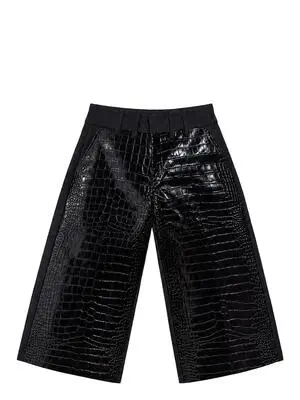 HEDARE Capri Crocodile Emboss Leather Trousers - Black