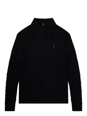 Polo Ralph Lauren Polo Ralph Lauren Cable Knit Cotton Half-Zip Sweater Black