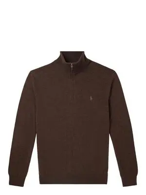 Polo Ralph Lauren Logo-Embroidered Wool Sweater Brown
