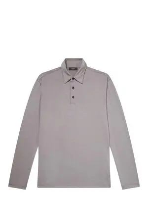 SLOWEAR Zanone Cotton And Silk-blend Jersey Polo Shirt - Gray