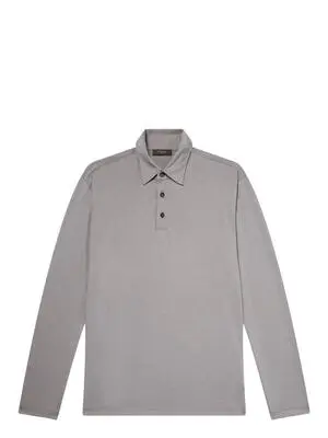 SLOWEAR Zanone Cotton And Silk-blend Jersey Polo Shirt - Gray