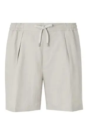 Ralph Lauren Purple Label Wide-leg Silk And Linen-blend Shorts - Gray