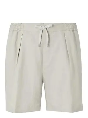 Ralph Lauren Purple Label Wide-leg Silk And Linen-blend Shorts - Gray