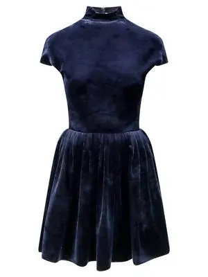 Alaïa Short Velvet Dress Blue