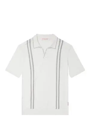 Orlebar Brown Horton Striped Silk And Cotton-blend Polo Shirt - Neutrals