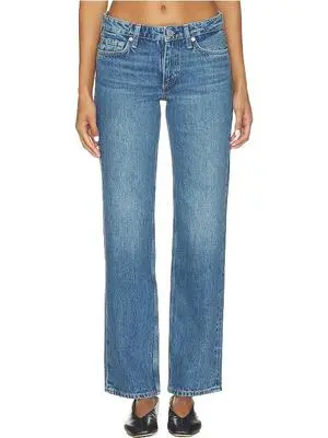 RAG & BONE Rag & Bone Harlow Low Rise Full Length Slim Straight Jeans In Blue.