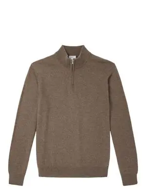 Sunspel Cashmere Half-zip Sweater - Brown