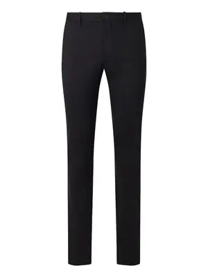 SLOWEAR Straight-leg Wool-blend Tekno Flannel Trousers - Black