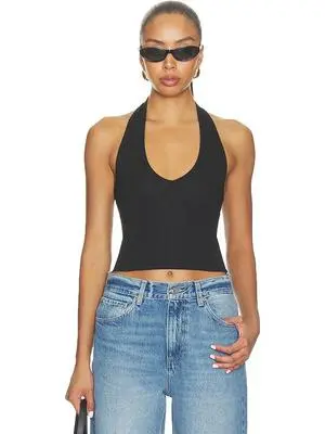 WAO WAO Ribbed Halter Tank Black