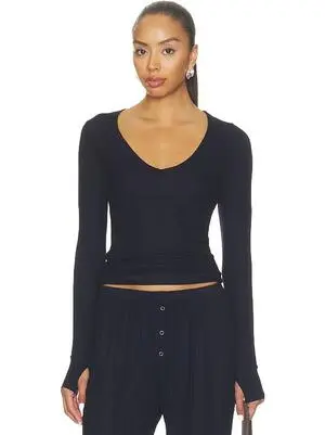 Michael Lauren Otis Long Sleeve Fitted V-neck - Navy