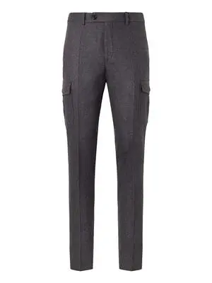 SLOWEAR Straight-leg Brushed Wool-blend Trousers - Gray