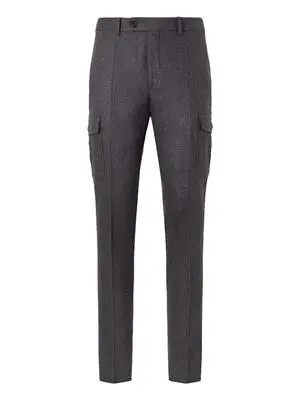 SLOWEAR Straight-leg Brushed Wool-blend Trousers - Gray