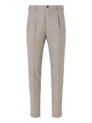 SLOWEAR Tapered Prince Of Wales Checked Wool And Cashmere-blend Trousers - Gray