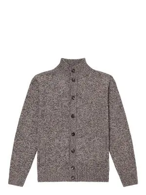SLOWEAR Virgin Wool Turtleneck Cardigan - Brown