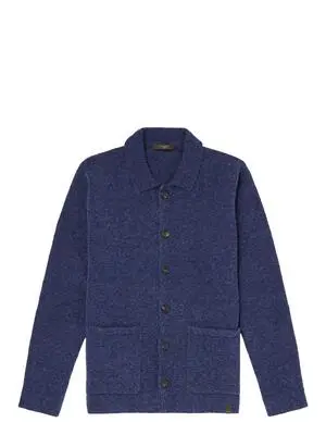 SLOWEAR Bouclé Wool-blend Cardigan - Blue